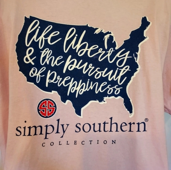 Simply Southern | Tops | Simply Southern Patriotic 0 Cotton Pink Large ...